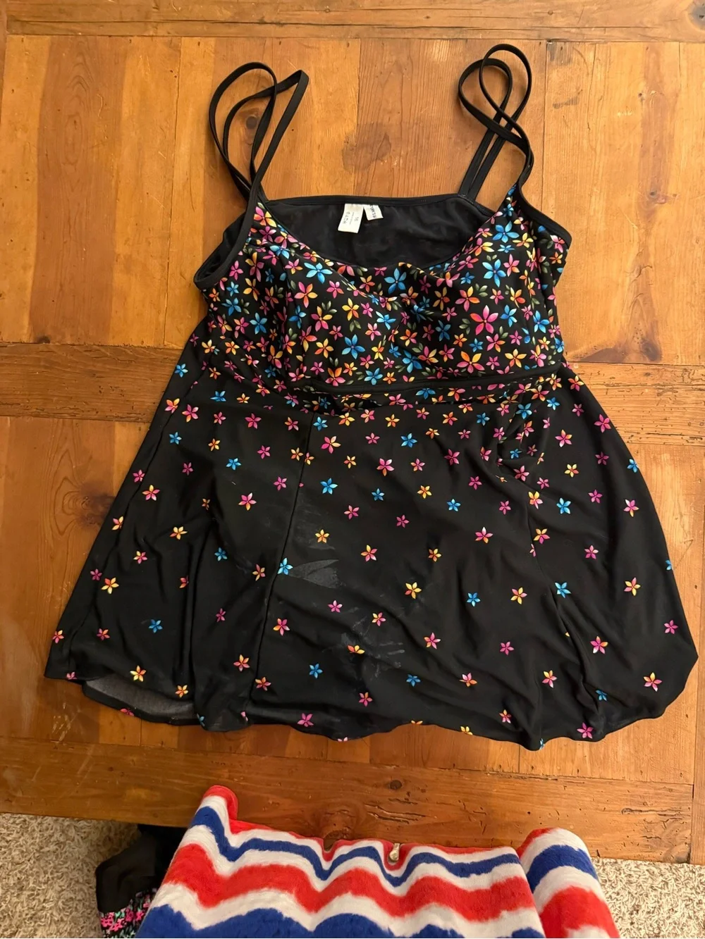 St. John's Bay | Swim | St Johns Bay Black Floral Spaghettistrap Dress ...